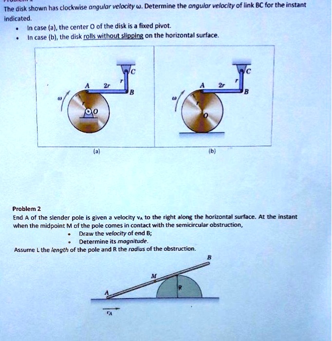 The disk shown has clockwise angular velocity ω. Determine the angular ...