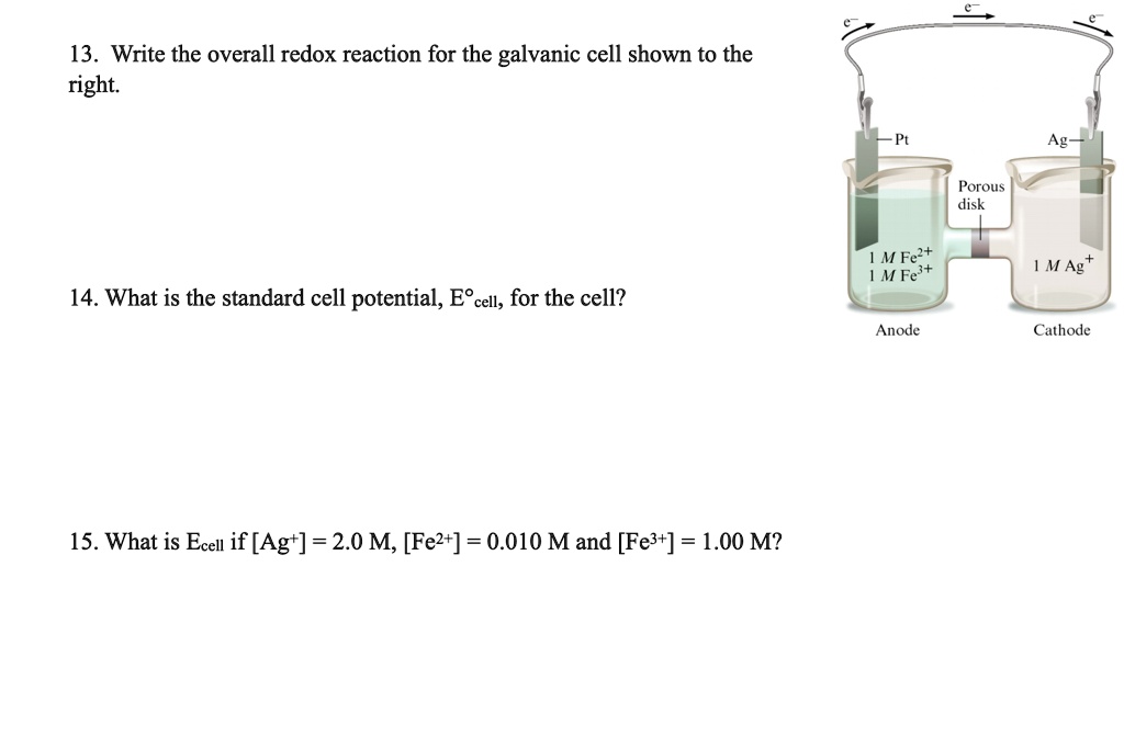 SOLVED:13. Write the overall redox reaction for the galvanic cell shown ...