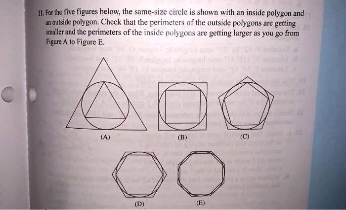 SOLVED: IL,For the five figures below; the same-size circle is shown ...