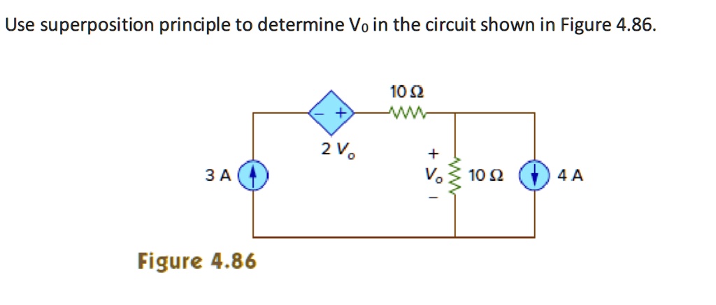 [GET ANSWER] Use superposition principle to determine Vo in the circuit shown in Figure 4.86.