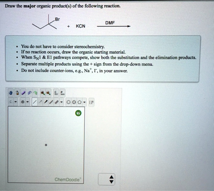 Draw the major organic product(s) of the following reaction. Br + KCN ...