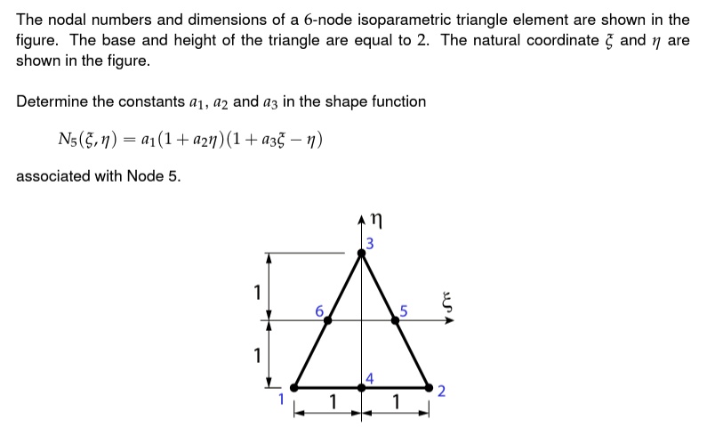 the nodal numbers and dimensions of a 6 node isoparametric triangle ...