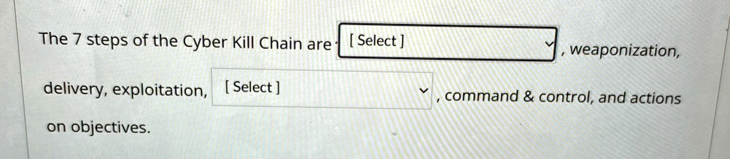 the 7 steps of the cyber kill chain are select weaponization delivery ...