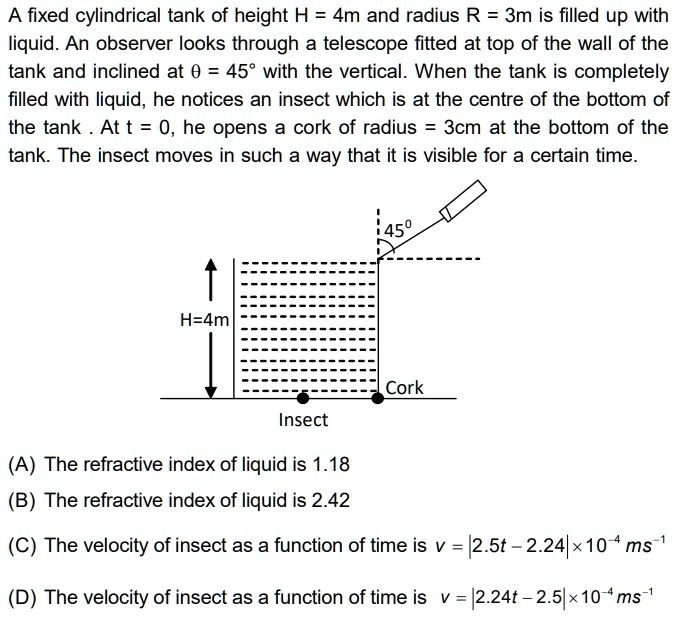 a fixed cylindrical tank of height h 4m and radius r 3m is filled up ...