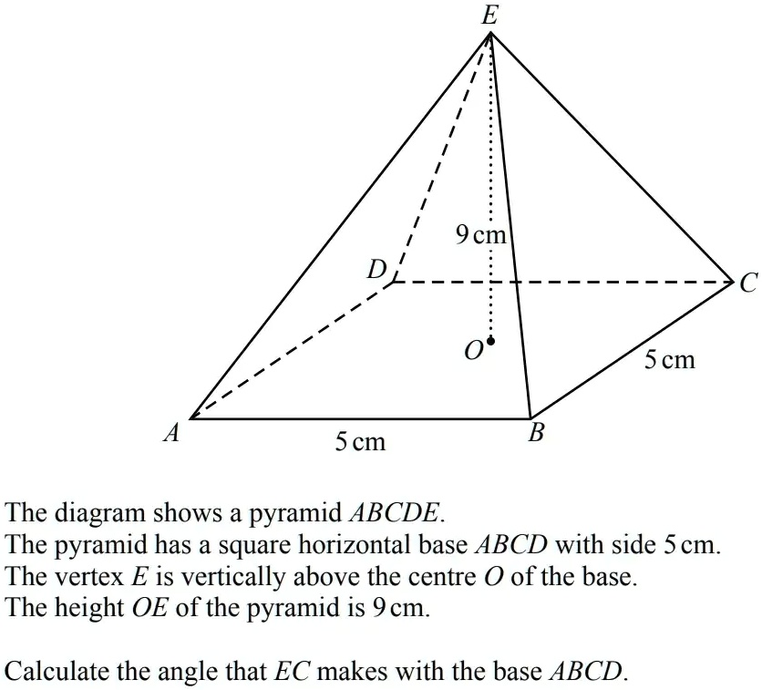 SOLVED: WJ 6 W? â‚¬ WJ The diagram shows a pyramid ABCDE. The pyramid has a square horizontal ...