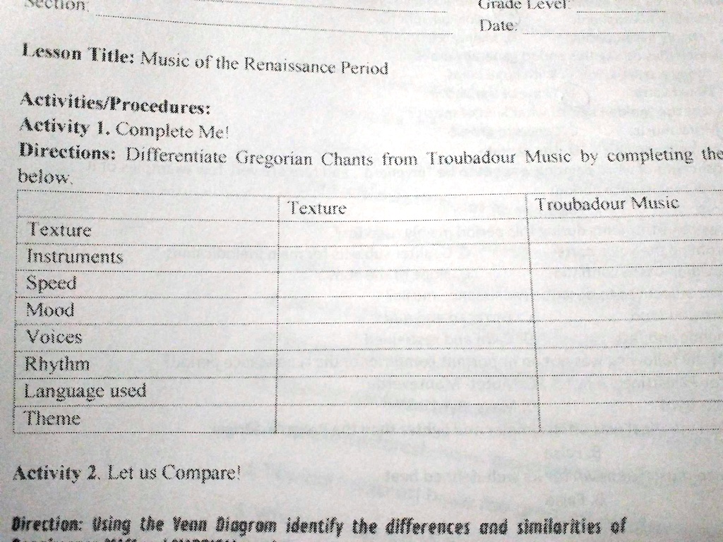 SOLVED: Differentiate Gregorian chant from troubadour music by ...