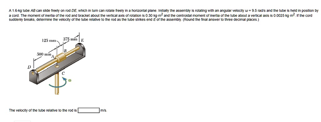 A 1.6-kg tube AB can slide freely on rod DE, which in turn can rotate ...