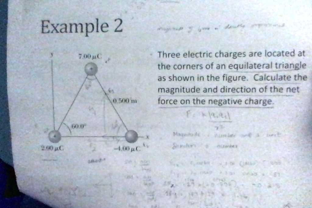 example 2 7 4 three electric charges are located at the corners of an ...