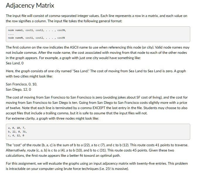 SOLVED: Adjacency Matrix The input file will consist of comma-separated integer values Each line ...