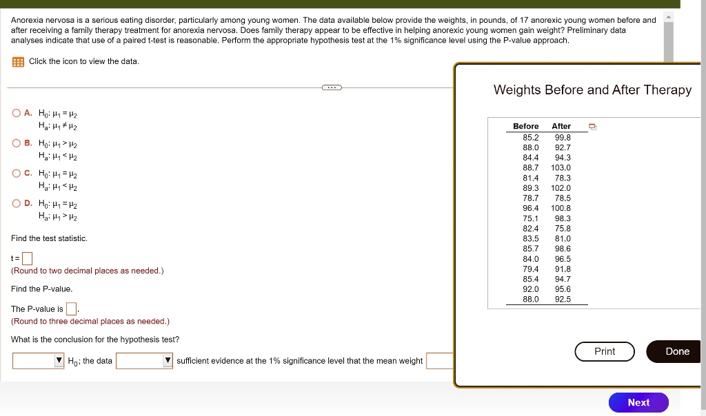 SOLVED: Anorexia nervosa is a serious eating disorder, particularly ...