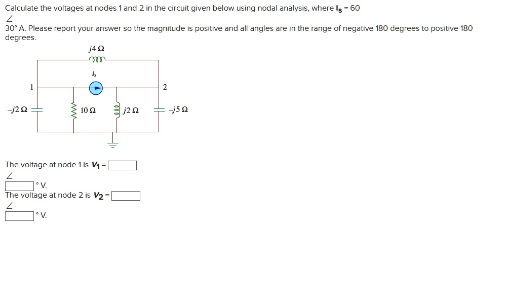 SOLVED: Calculate the voltages at nodes 1 and 2 in the circuit given below using nodal analysis ...