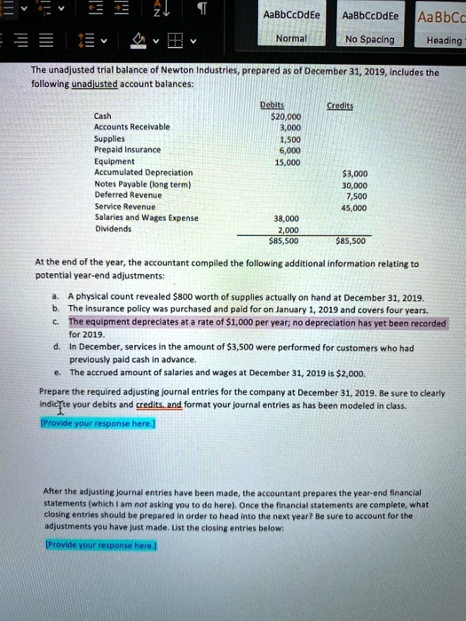 Unadjusted Trial Balance Template