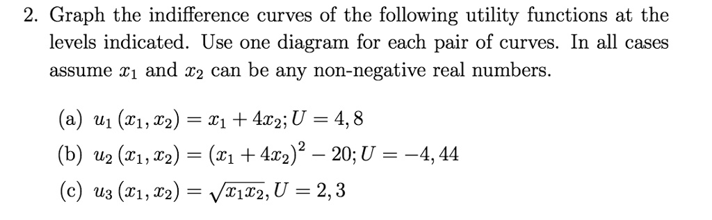 SOLVED: Graph the indifference curves of the following utility ...