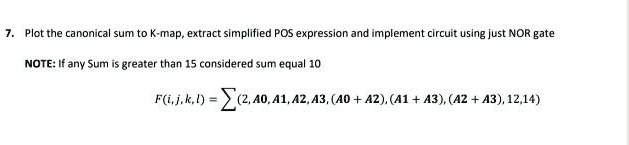 SOLVED: Plot the canonical sum to K-map; extract simplified POS ... SOLVED: Plot the canonical sum to K-map; extract simplified POS ...