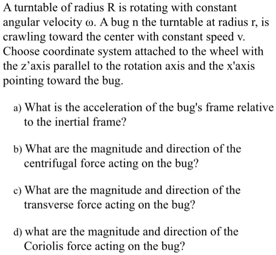 Solved A Turntable Of Radius R Is Rotating With Constant Angular
