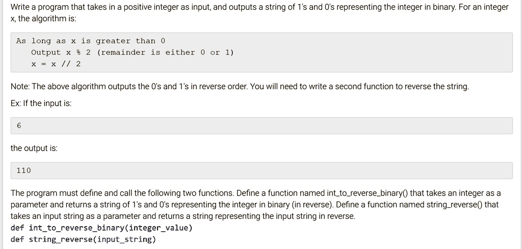 Solved Write A Program That Takes In A Positive Integer As Input And