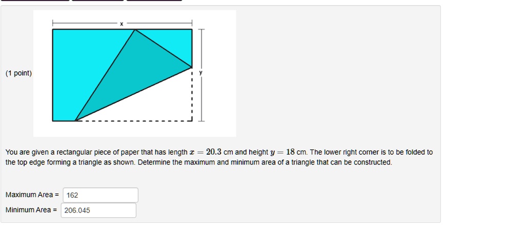 SOLVED: point) You are given rectangular piece of paper that has length ...