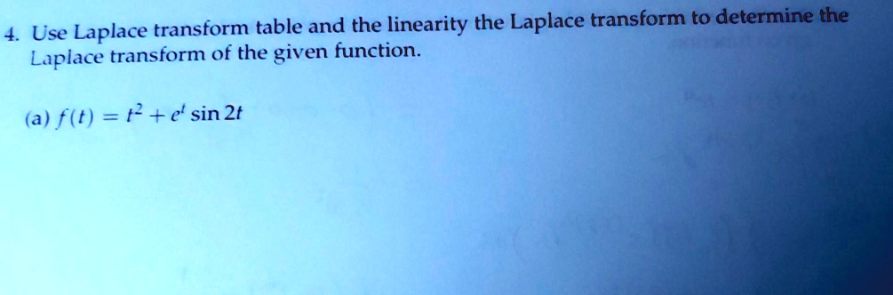 SOLVED: Use the definition of the Laplace transform to determine the Laplace transform of the ...
