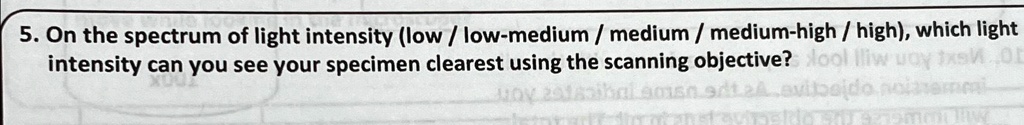5. On the spectrum of light intensity (low / low-medium