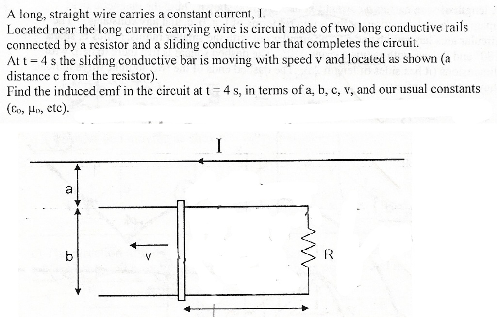 long straight wire carries constant current i located near the long ...