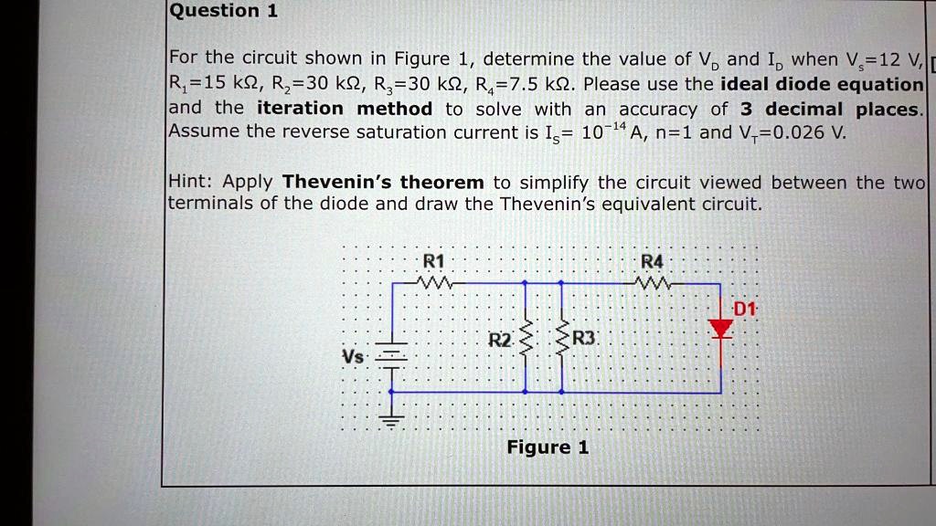 SOLVED: For the circuit shown in Figure 1, determine the value of V and I when V=12 V, R1=15 kÎ ...