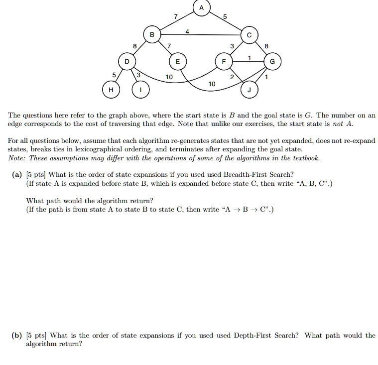 A 7 5 4 B C 8 7 3 8 1 D E F G 5 3 10 2 1 10 H J The questions here refer to the graph above ...