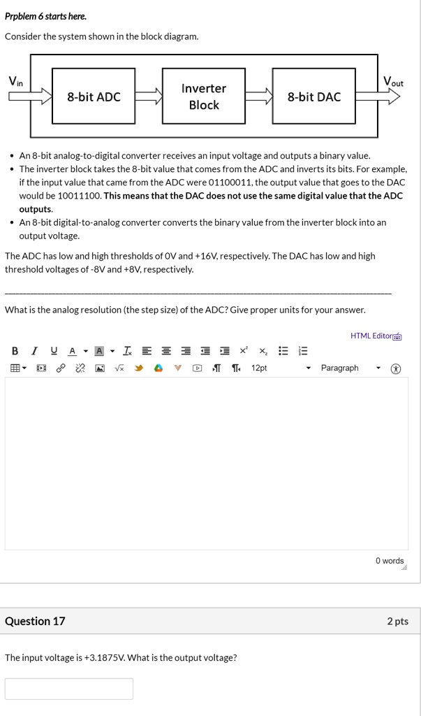 Solved Problem 6 Starts Here Consider The System Shown In The Block Diagram Vin Vout Inverter