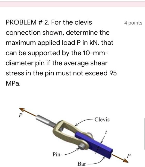 PROBLEM # 2. For the clevis connection shown, determine the maximum ...