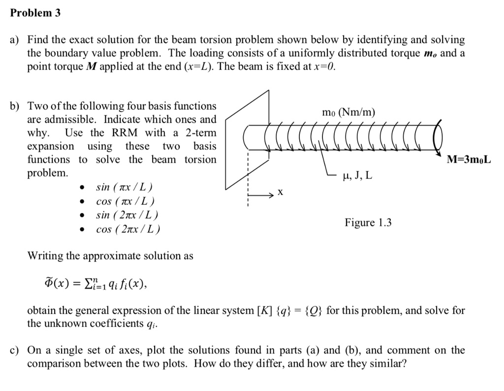 problem 3 a find the exact solution for the beam torsion problem shown ...