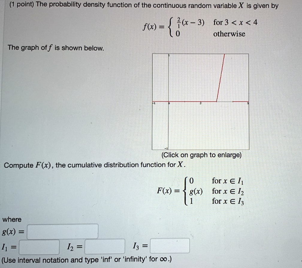 SOLVED: point) The probability density function of the continuous random variable X is given by ...