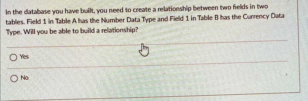 In The Database You Have Built You Need To Create A Relationship Between Two Fields In Two