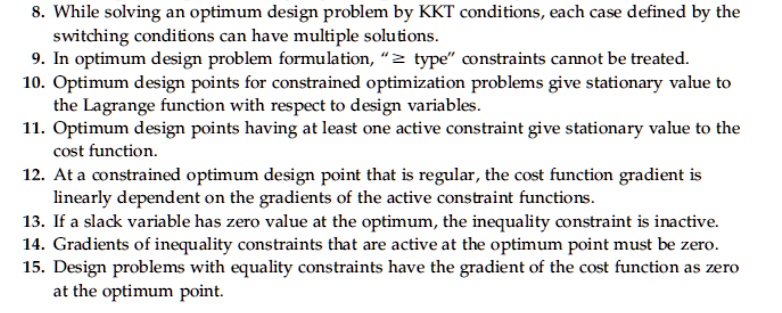 SOLVED: T/F For Necessary Conditions for General Constrained Problem in ...