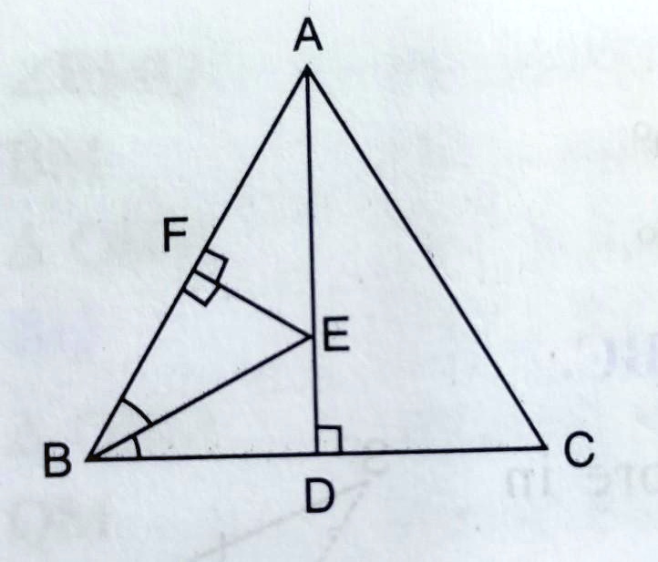 SOLVED: 'In the following figure, AB = AC and AD is perpendicular to BC. BE bisects angle B and ...