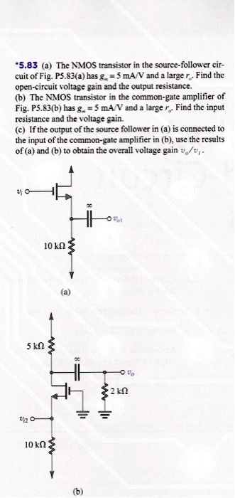 The NMOS transistor in the source-follower circuit of Fig. P5.83a has g ...