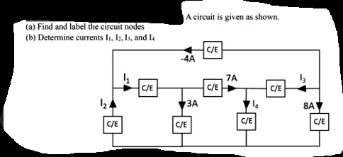 (a) Find and label the circuit nodes (b) Determine currents I1, I2, I3 ...