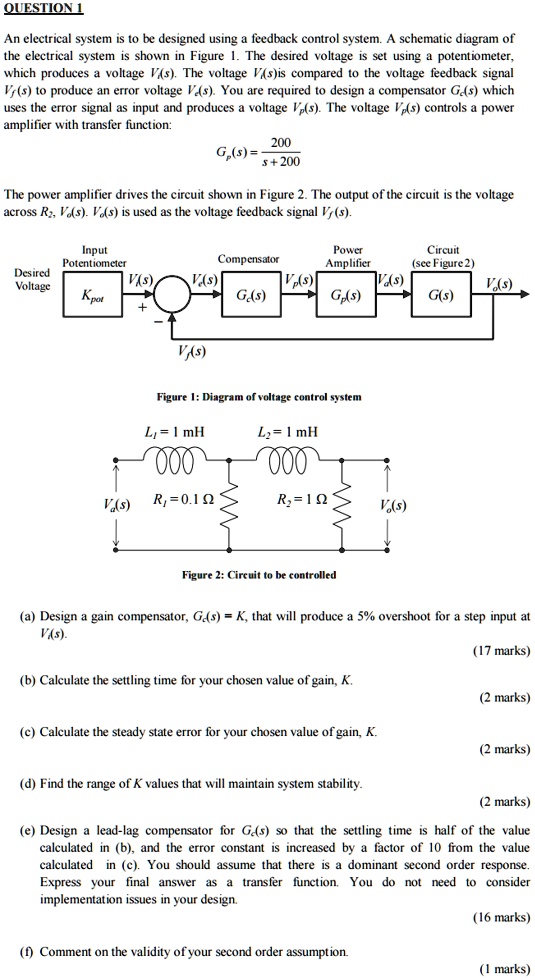 [GET ANSWER] question1 an electrical system is to be designed using a feedback control system a ...