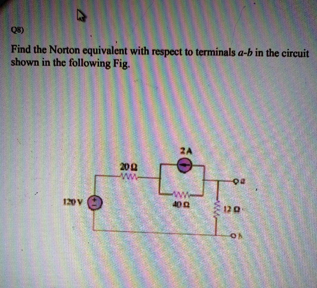 SOLVED: Q8) Find the Norton equivalent with respect to terminals a-b in ...