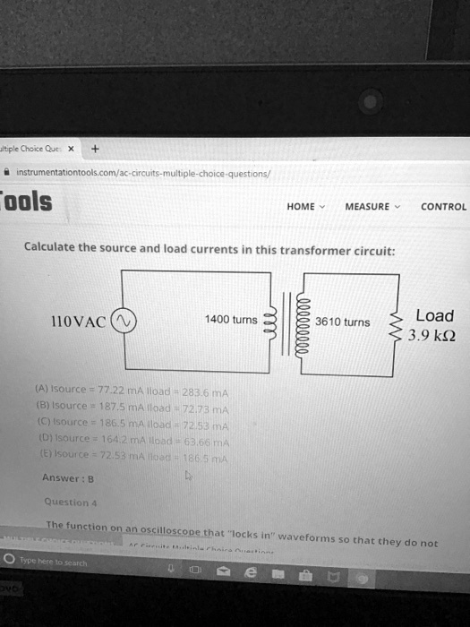 SOLVED: ltiple Choice Que instrumentationtools.com/ac-circuits-multiple-choice-questions/ ools ...