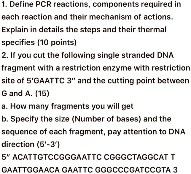 1 define pcr reactions components required in each reaction and their ...