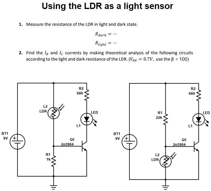 SOLVED: Using the LDR as a Light Sensor 1. Measure the resistance of ...