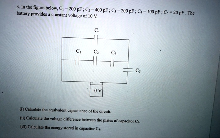 3. In the figure below, C1 = 200 pF; C2 = 400 pF; C3 = 200 pF; C4 = 100 pF; C5 = 20 pF. The ...