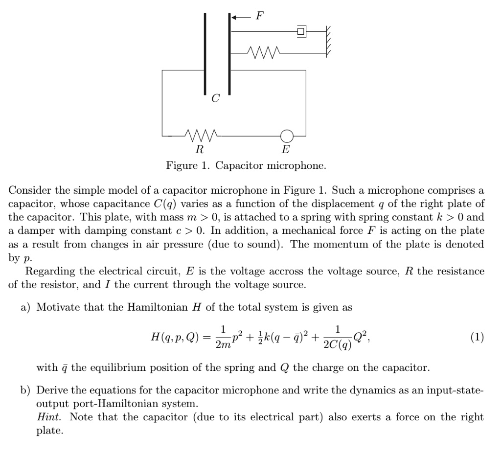 SOLVED: Figure 1. Capacitor microphone. Consider the simple model of a ...
