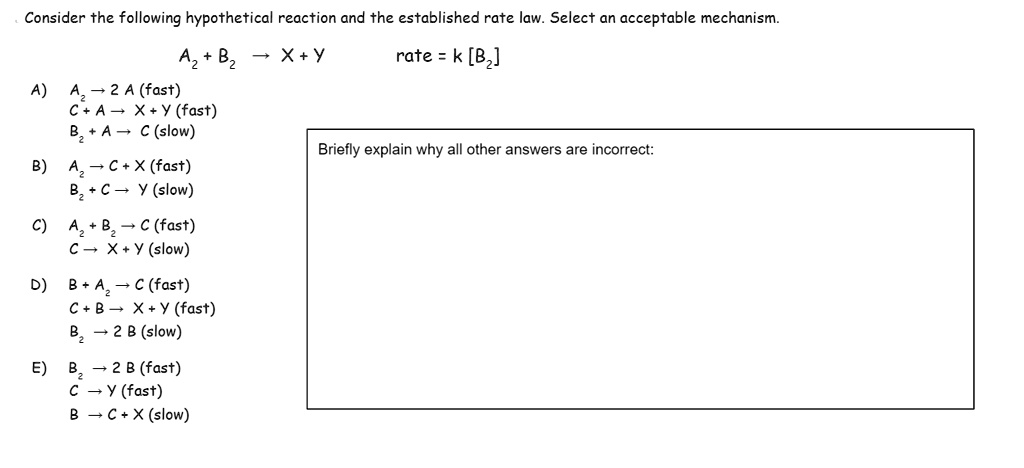 SOLVED: Consider the following hypothetical reaction and the ...