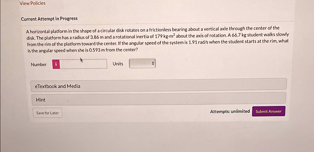 a horizontal platform in the shape of a circular disk rotates on a ...
