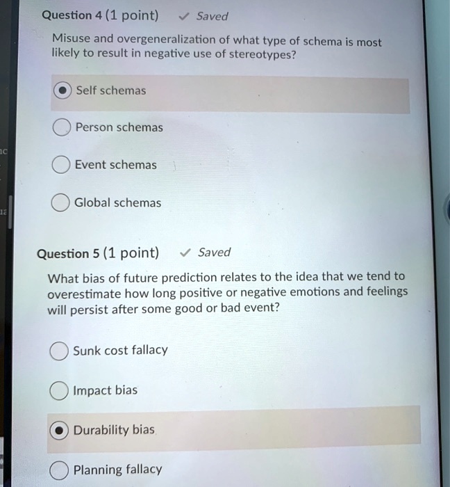 SOLVED: Question 41 point) Saved Misuse and overgeneralization of what ...