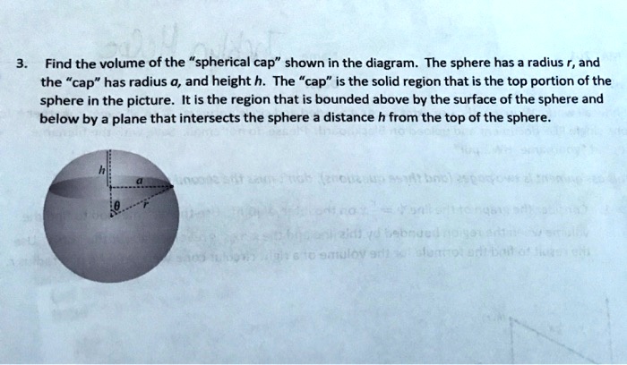 find the volume of the spherical cap shown in the diagram the sphere ...