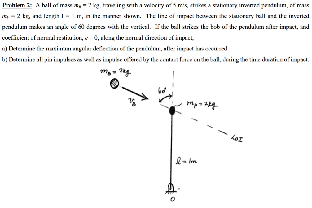 SOLVED: Problem 2: A ball of mass m = 2 kg, traveling with a velocity ...