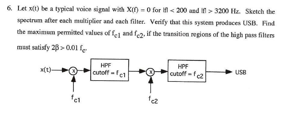 SOLVED: 6. Let xt be a typical voice signal with Xf=0 for |fl 3200 Hz ...