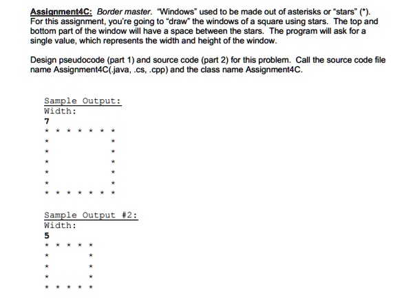 Solved Please Write The Pseudocode And In Java Assignment 4c Border Master Windows Used To