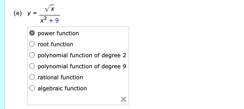 SOLVED: Tarea 1 funciones diversas y sus gráficas (e) power function O ...